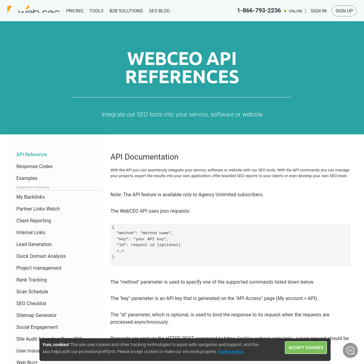 WebCEO API References: How to Integrate WebCEO Tools into Your Service