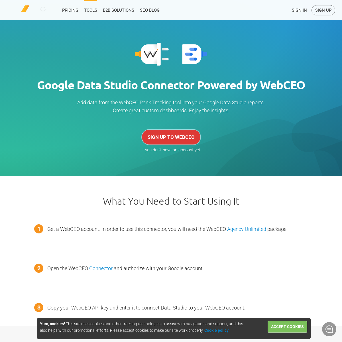 Google Data Studio Connector Powered by WebCEO Google Data Studio Connector Powered by WebCEO